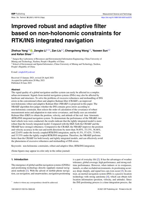 Improved Robust And Adaptive Filter Based On Non Holonomic Constraints