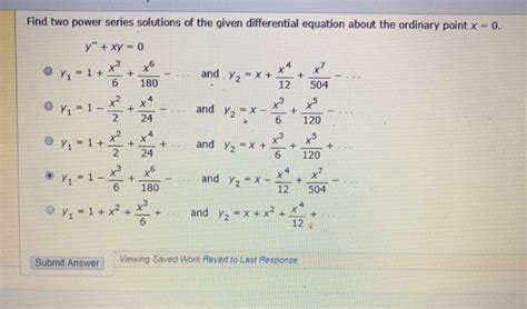 Solved Find Two Power Series Solutions Of The Given