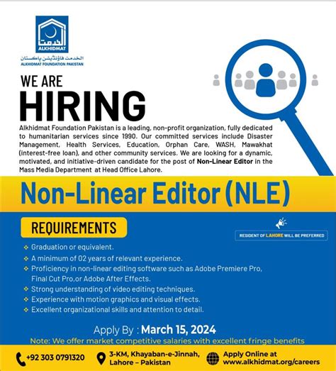 Alkhidmat Foundation Pakistan On Linkedin Alkhidmat Vacancy Editor Opportunity Careers Nle