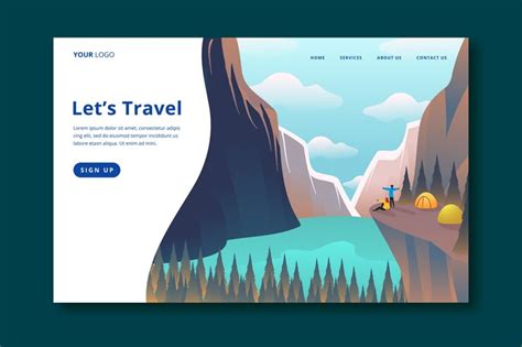 여행 방문 페이지 템플릿 무료 벡터