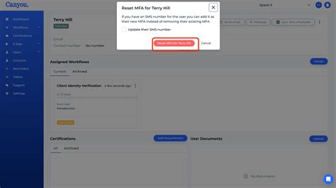 Reset User MFA Canyou Home Page