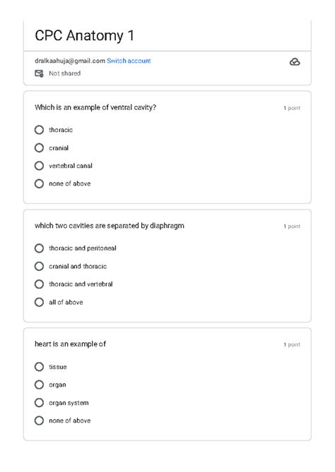 Cpc Anatomy 1 Quiz 1 Point Thoracic Cranial Vertebral Canal None Of Above 1 Point Thoracic