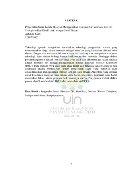 Pdf Pengenalan Suara Lafadz Hijaiyah Menggunakan Ekstraksi Ciri Discrete Wavelet Transform Dan