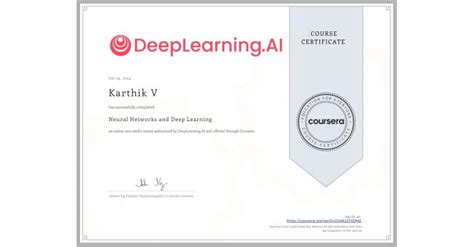 Karthik V On Linkedin Completion Certificate For Neural Networks And