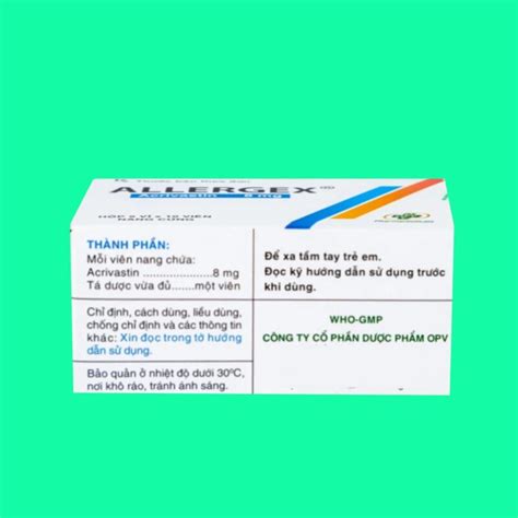 Thuốc Allergex 8mg Công Dụng Liều Dùng Lưu ý Tác Dụng Phụ