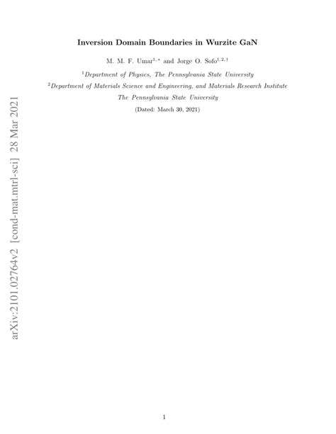 Pdf Inversion Domain Boundaries In Wurzite Gan