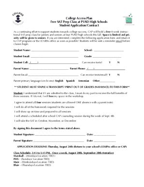 Fillable Online College Access Plan CAP Babe Application Contract Fax Email Print PdfFiller