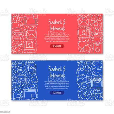 피드백 및 평가 관련 개체 및 요소 손으로 그린 벡터 낙서 일러스트 레이션 컬렉션 다양한 피드백 및 평가 개체가 있는 배너 템플릿 기념식에 대한 스톡 벡터 아트 및 기타