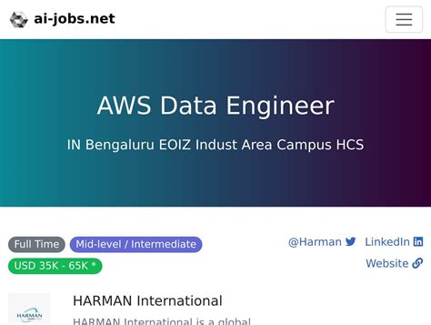 Hiring Aws Data Engineer In In Bengaluru Eoiz Indust Area Campus Hcs Raimljobs