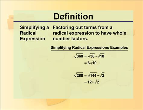 Definition Rationals And Radicals Simplifying A Radical Expression Media Math