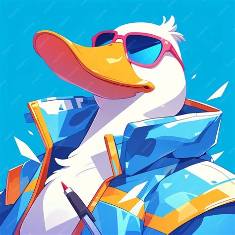 Premium Vector A Wise Duck Software Engineer Cartoon Style