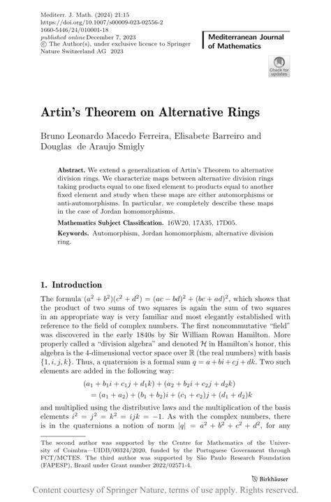 Artins Theorem On Alternative Rings Request Pdf