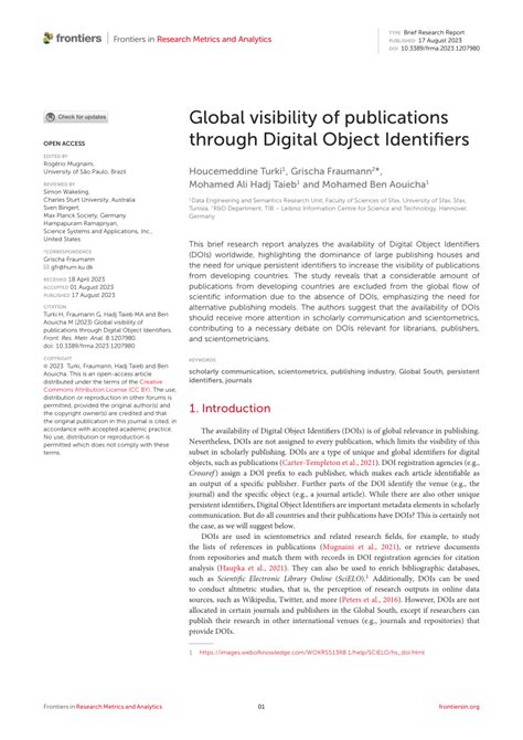 pdf global visibility of publications through digital object identifiers