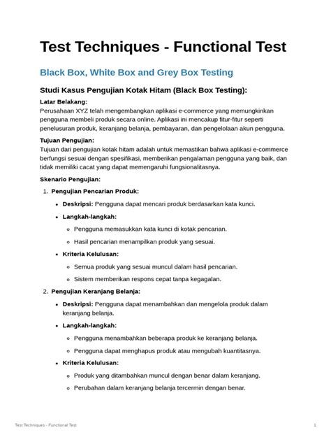 Test Techniques Functional Test Pdf
