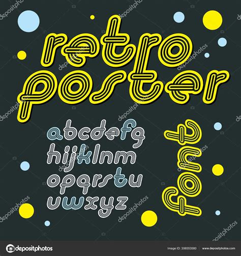 벡터 복고풍 소문자 영어 알파벳 문자 컬렉션입니다 멋진 스톡 벡터 ©ostapius 306553580