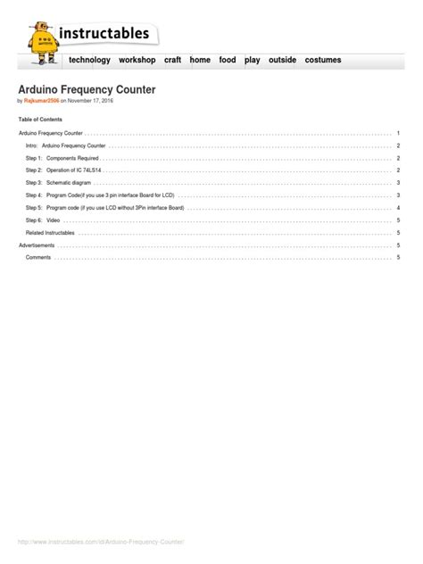 Arduino Frequency Counter Technology Workshop Craft Home Food Play Outside Costumes Pdf