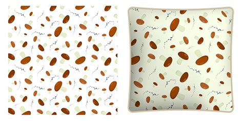 정사각형 장식 베개 침실 액세서리는 식용 버섯과 매운 나뭇가지로 이음매 없는 패턴으로 장식되어 있습니다 채식 레스토랑 메뉴