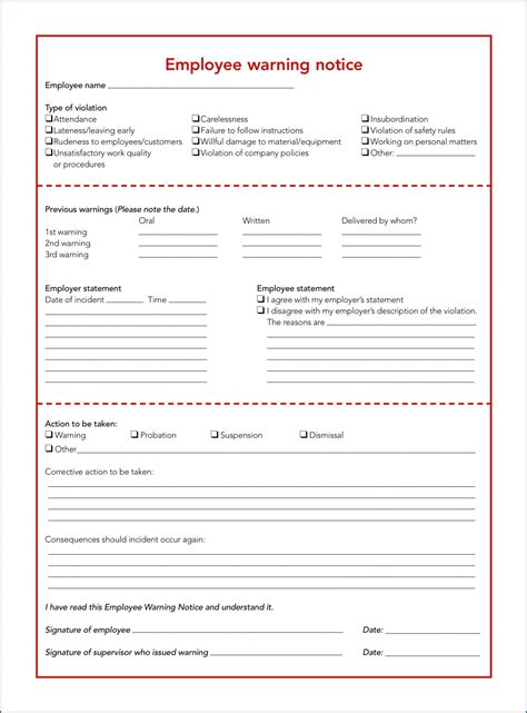 Free Printable Employee Write Up Form