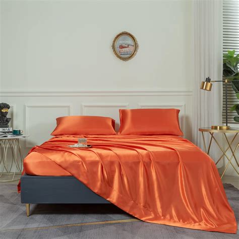 Koreyoshi 4 Pcs Satin Sheets Queen Luxury Silk Silky Super Soft Queen