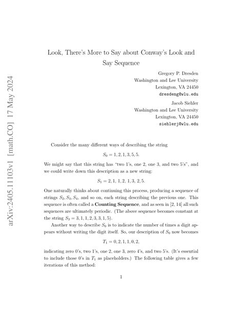 Pdf Look Theres More To Say About Conways Look And Say Sequence