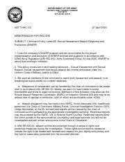 Command Policy Letter Sexual Harassment Assault Response Course Hero