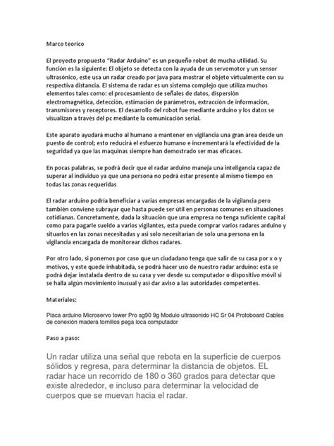 Copia De Radar Arduino Pdf Radar Arduino
