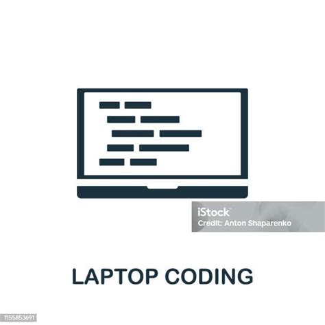 노트북 코딩 아이콘입니다 프로그래머 아이콘 컬렉션의 크리에이티브 엘리먼트 디자인 웹 디자인 앱 소프트웨어 인쇄 사용을위한 픽셀 완벽한 노트북 코딩 아이콘 개념에 대한 스톡