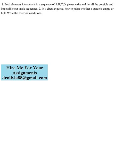 1 Push Elements Into A Stack In A Sequence Of Abcd Please Write Pdf