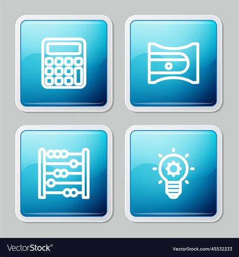 Set Line Calculator Pencil Sharpener Abacus Vector Image