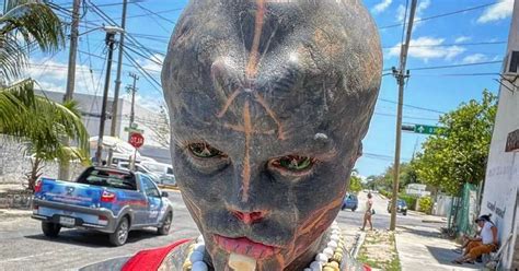 Black Alien Strips Fully Naked To Show Extreme Body Modifications