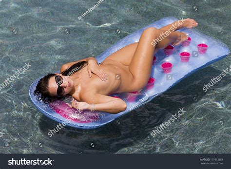 Beautiful Nude Model Lounges Pool On Stock Photo Shutterstock
