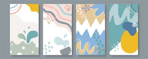 추상적 인 창조적 인 보편적 인 예술 템플릿 세트 추상적인 트렌디 한 손으로 그린 모양과 디자인 요소 패턴 생성 세트입니다 벡터 일러스트레이션 0명에 대한 스톡 벡터 아트