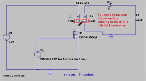 transformer designing a flyback converter for 12v input to 120v