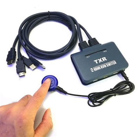 2 포트 컴퓨터 데스크탑 컨트롤러 케이블 포함 듀얼 모니터 Usb 액세서리 버튼 노트북 분배기 박스 Kvm 스위치 Kvm 스위치