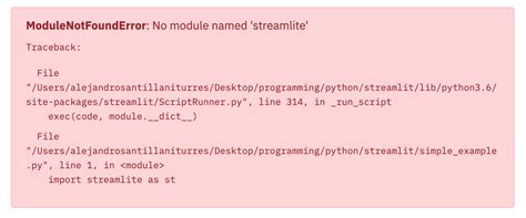 ModuleNotFoundError No Module Named Streamlite Issue Streamlit Streamlit GitHub