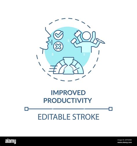 2d Improved Productivity Thin Line Blue Icon Concept Stock Vector Image