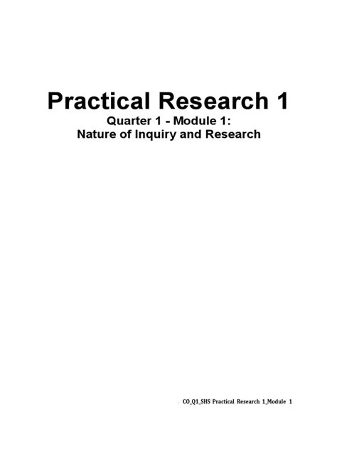 Practical Research 1 Module 1 Pdf Data Analysis Qualitative Research