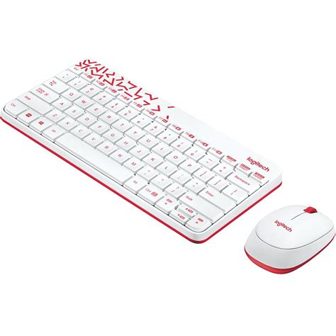 Logitech Mk240 Nano Wireless Keyboard And Mouse Combo White Vivid Red 920 008201