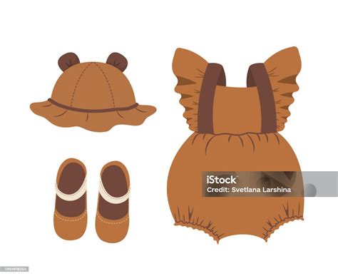 아기 보헤미안 옷 귀여운 어린 소녀 옷장 어린이 스칸디나비아 의상 플랫 만화 스타일의 벡터 일러스트레이션 어린이를 위한 빈티지 웨어 0명에 대한 스톡 벡터 아트 및 기타