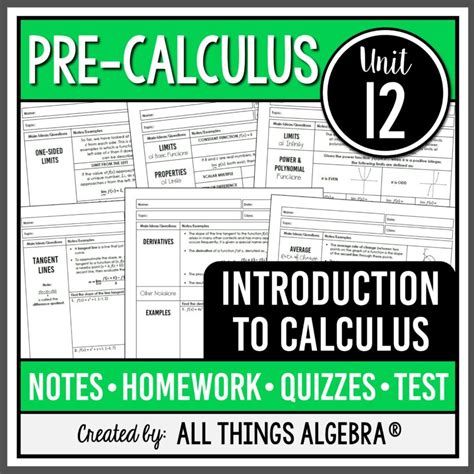 Pre Calculus Unit Introduction To Calculus Unit All Things Algebra
