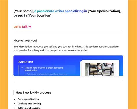 Writing Portfolio Free Craft Template