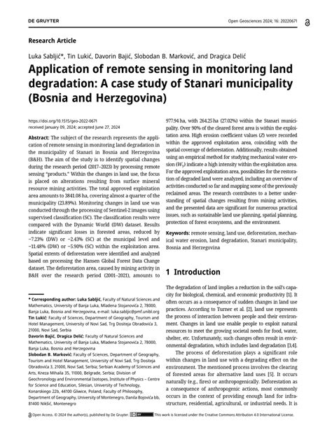 Pdf Application Of Remote Sensing In Monitoring Land Degradation A