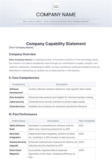 Capability Statement Template Word