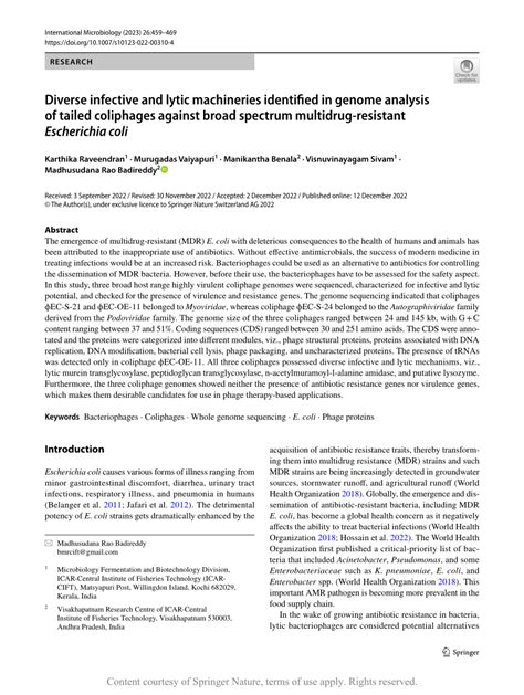 diverse infective and lytic machineries identified in genome analysis