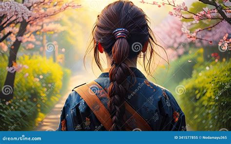 Generated Imagegirl In The Back With Her Hair Pulled Back Stock Image