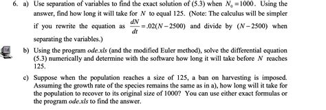 Solved 6 A Use Separation Of Variables To Find The Exact