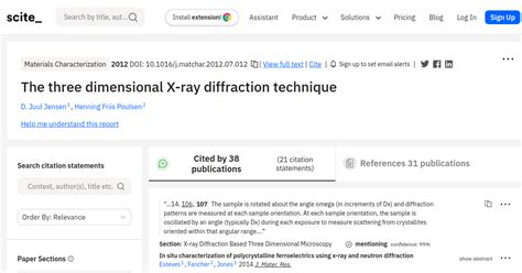 Citation Report The Three Dimensional X Ray Diffraction Technique