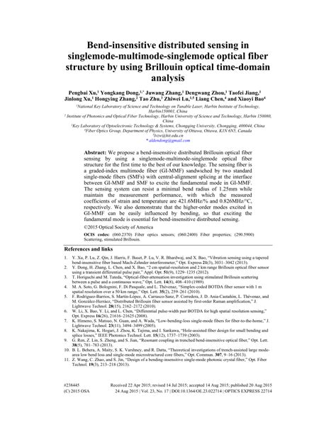 Pdf Bend Insensitive Distributed Sensing In Singlemode Multimode Singlemode Optical Fiber