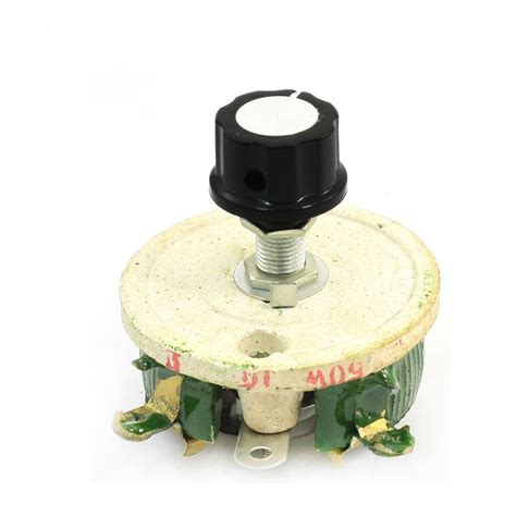 XD 50W 10 Ohm Ceramic Resistor Rheostat Porcelain Disk Adjustable Wirewound Resistors With Knob