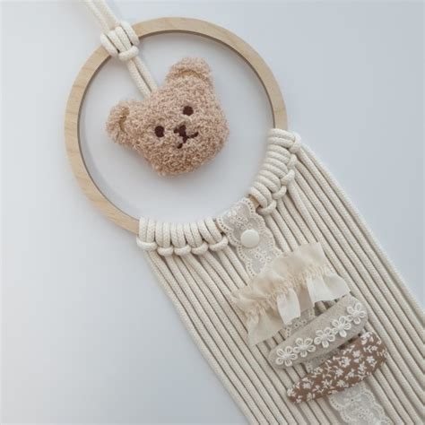 🧸곰돌이헤어핀정리대 머리핀정리대 마크라메1 🐻 아이디어스